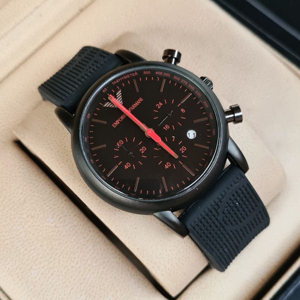 MRA ARM Black Silicone Strap Black Dial Heavy Chronograph Men’s Watch ...