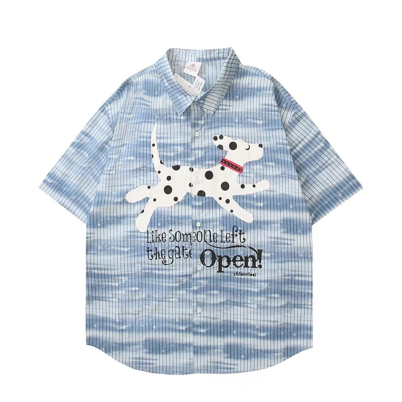 Chlen Rteel Blue Colour With Dog Print Premium Quality Half Sleeve Shi ...