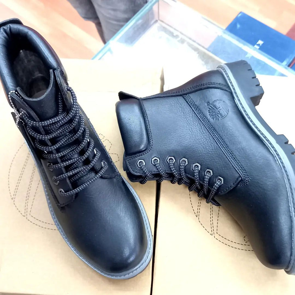 MIT TIM Black Genuine Leather Mens Boot Shoes 72066 – Luxury D'Allure