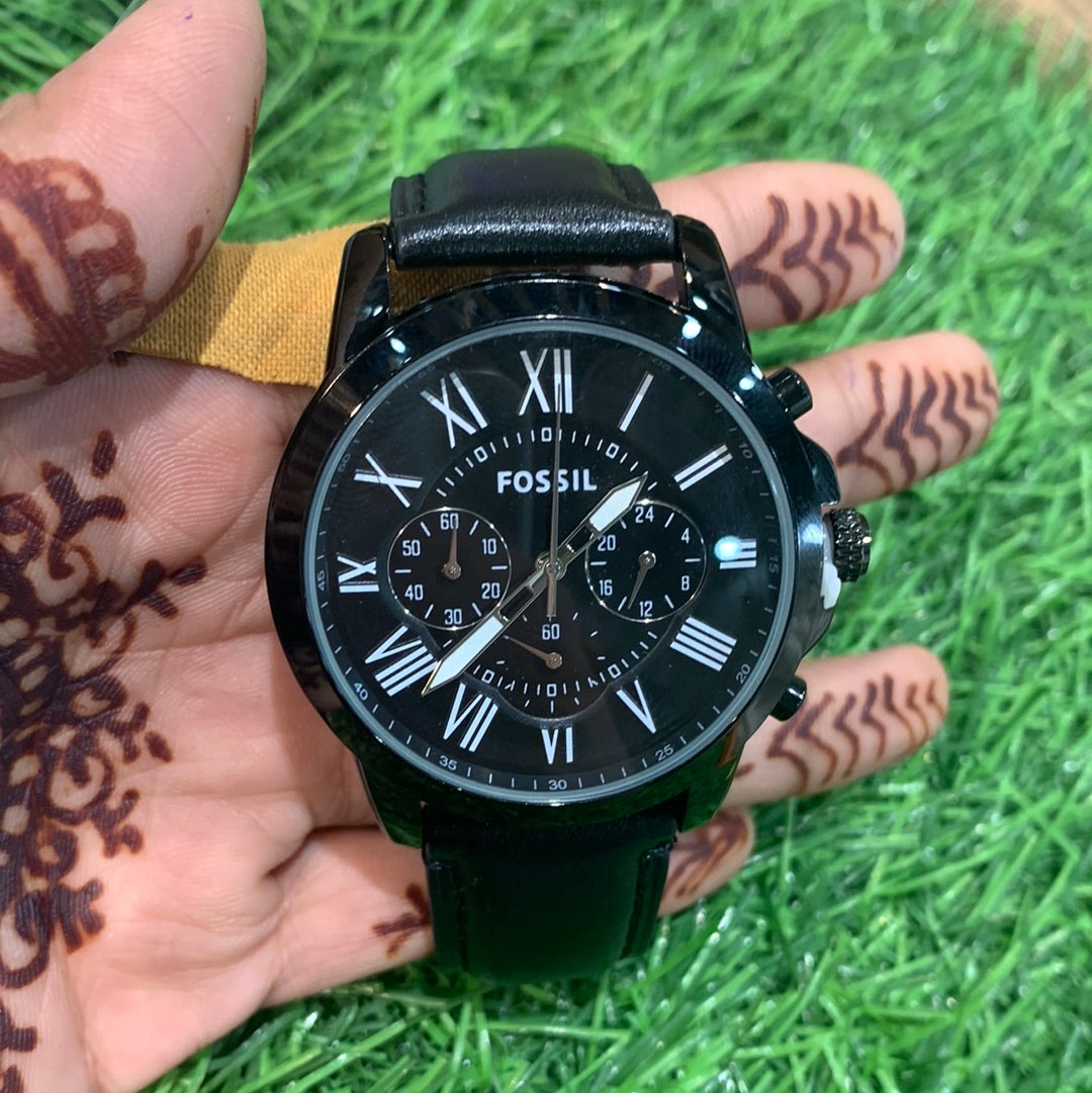 Sof black strap black white dial Chrono working Men Watch – Luxury D'Allure